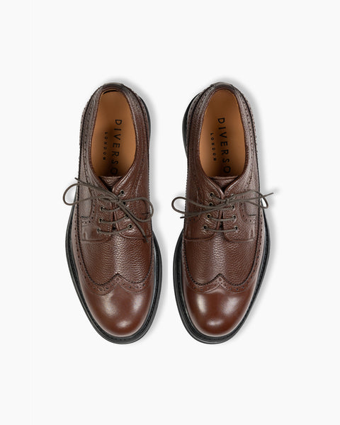 Brown Wing-Tip Brogue Shoes – Diverso
