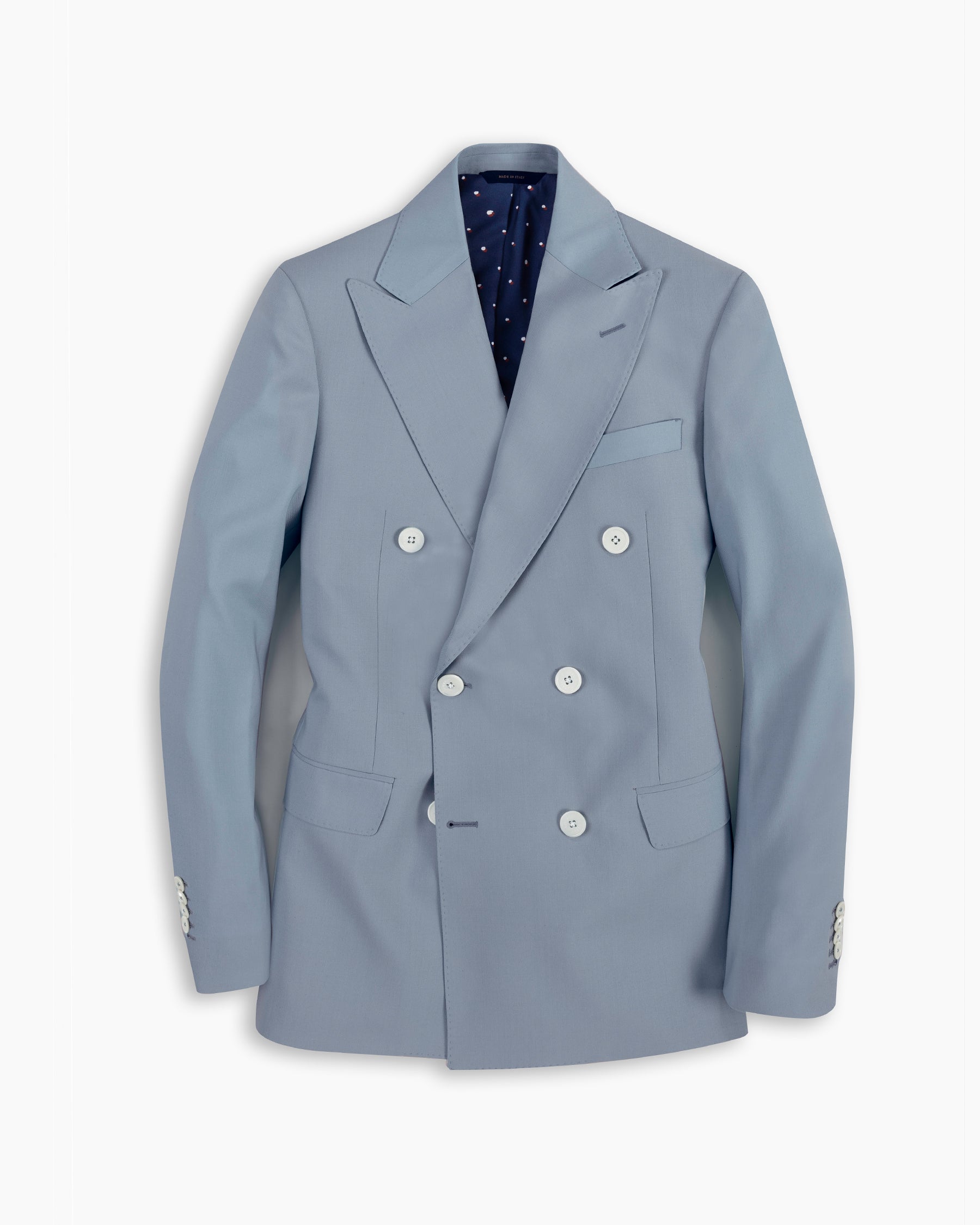 Dusty Blue Wool Flannel Double Breasted Blazer – Diverso