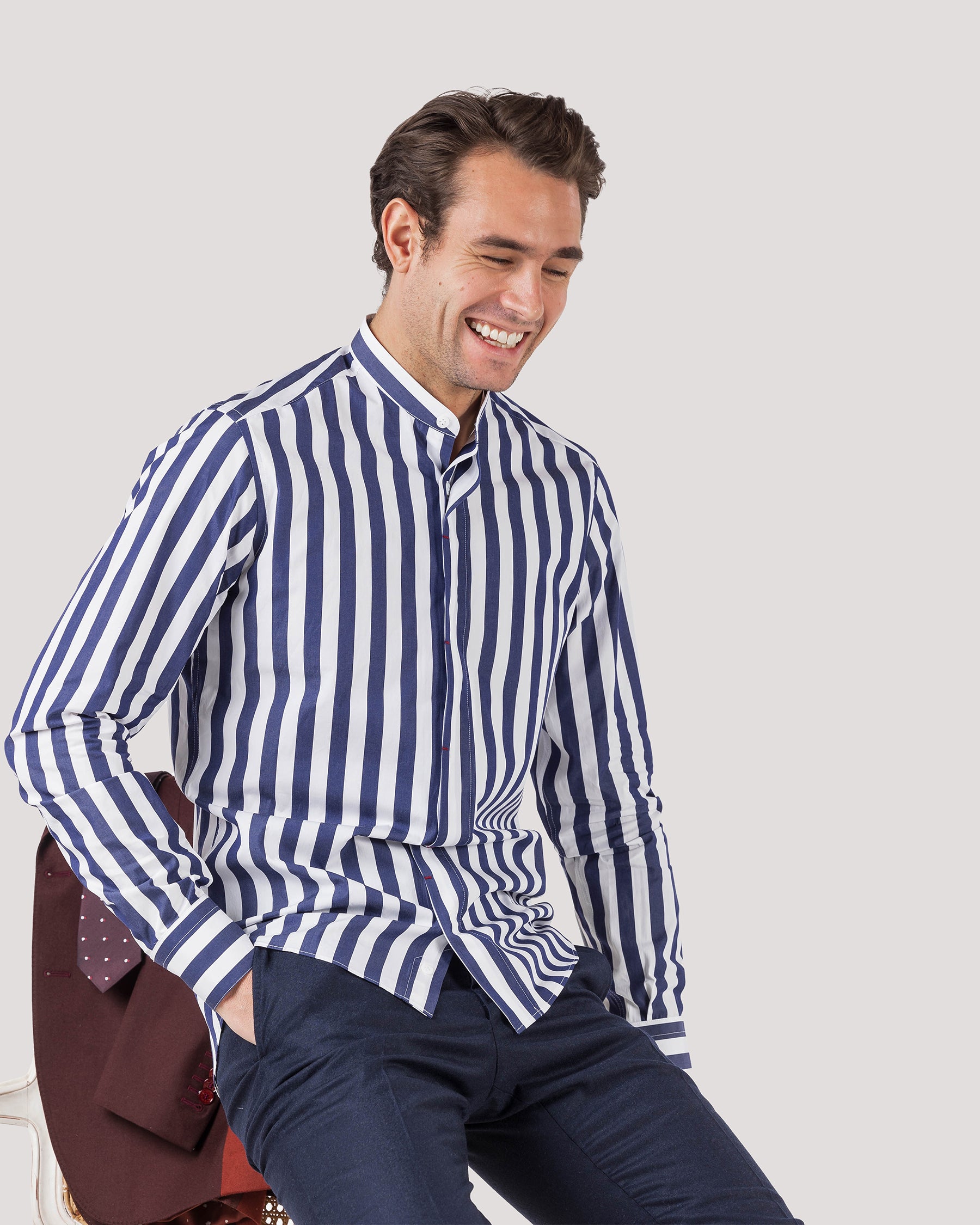 Navy Stripe Lock-Stitch Guru Shirt – Diverso